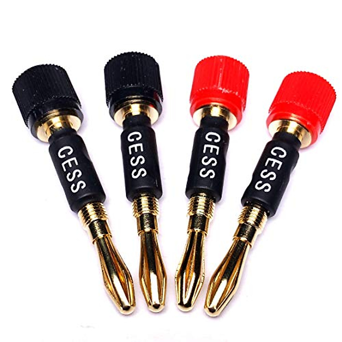 CNCESS CESS-061 Spade Fork Binding Post to Banana Plugs Amp Speaker Adapter, 4 Pack