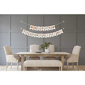 Pre-Strung Happy Thanksgiving Banner - NO DIY - Thanksgiving Banner with Gold Glitter Details - Pre-Strung Garland on 8 ft Strand - Fall Thanksgiving Party Decorations & Decor. Did we Mention no DIY?