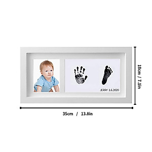Newborn Baby Handprint and Footprint Photo Frame (Date & Name Stamp) Baby Ink Hand and Footprint Kit (White)