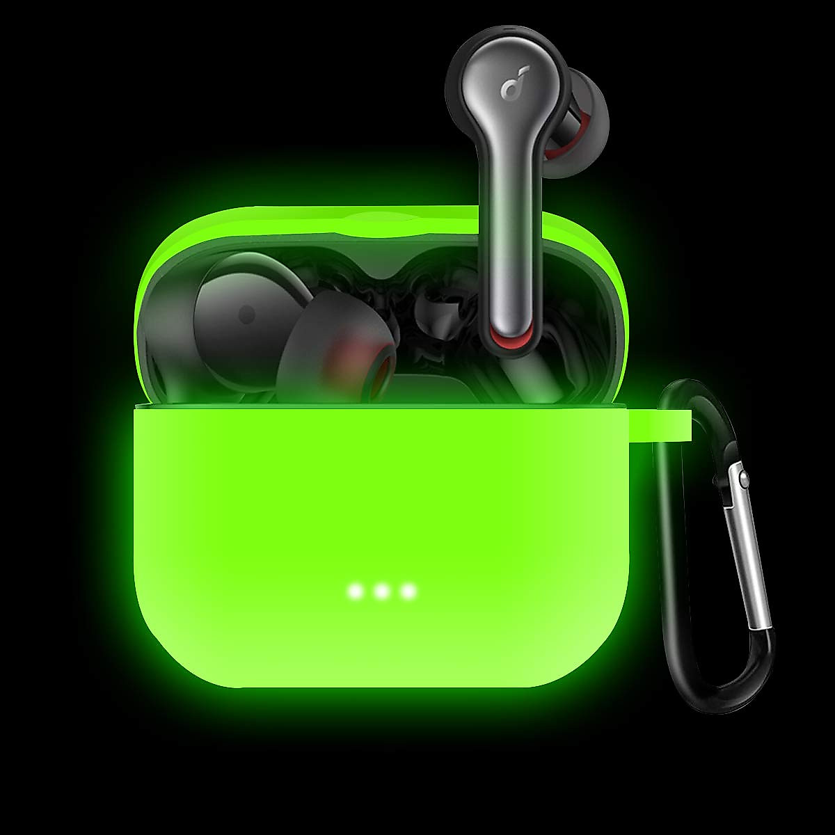 Alquar for Anker Soundcore Liberty Air 2 Case Cover, Silicone Anti-Dust/Scratchproof/Protective Skin Case for Soundcore Liberty Air 2 Wireless Earbuds with Keychain [Front LED Visible] (Green)