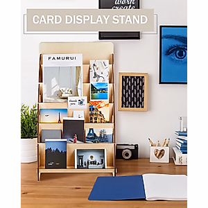 Wooden Greeting Card Display 6 Tier Sticker Display Stand Comic Book Display Wooden Portable Retail Table Display Stand Retail Counter Display Stand for Card Stickers Jewelry Soap Retail Showcase