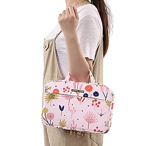 Lychii Hanging Toiletry Bag for Women, Travel Makeup Organizer Cosmetic Case for Bathroom Shower, Large - Floral Printed