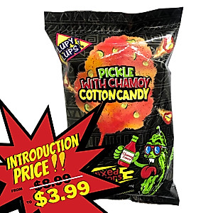 Lupy Lups! Cotton Candy Pickle with Chili Chamoy- Family Size 5 oz - Drinks Topper - Margaritas Cocktails- Party Piñata