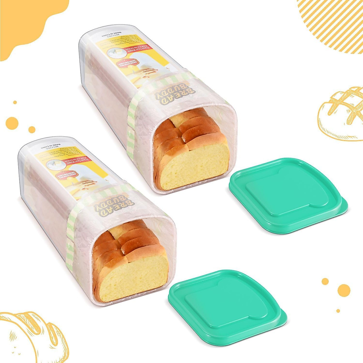 Andwarmth Bread Storage-Bread Container-Bread Keeper-Bread Dispenser-Airtight Bread Box-Bread Saver-Bread Boxes for Kitchen Counter-Green 2