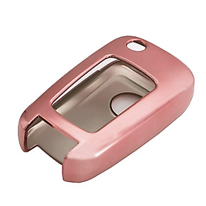 Pink TPU Flip Key Fob Cover Case Remote Holder Skin Protector for Chevy Chevrolet Equinox Camaro Cruze Malibu Sonic Volt Park Impala Buick Encore Allure Regal