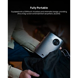 XGIMI Halo+ 1080P Portable Projector, 900 ANSI Lumens with Harman Kardon Speakers, Auto Keystone Correction, Auto Focus, Intelligent Obstacle Avoidance, Intelligent Screen Alignment, Android TV 10.0