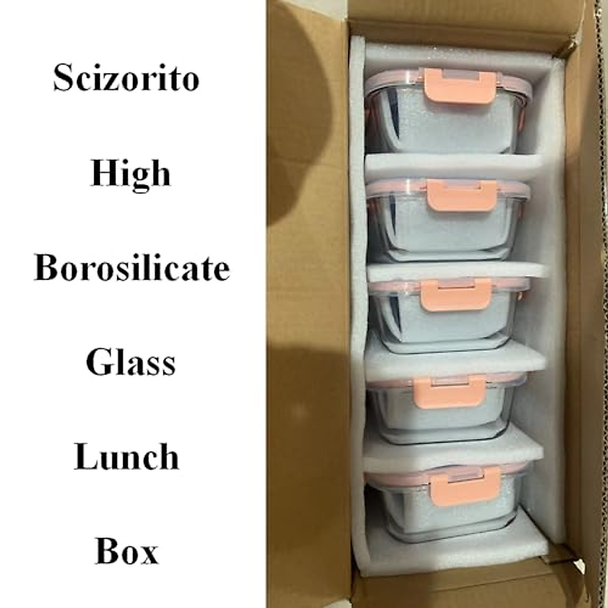 Scizorito 10PACK Glass Meal Prep Containers, for Lunch Food & Fruit Storage with Lids,Glass Lunch Box for Kitchen (10-Pink)