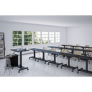 Stand Up Desk Store Crank Adjustable Height Single Column Rolling Mobile Standing Desk (White Frame/Black Top, 40" Wide)