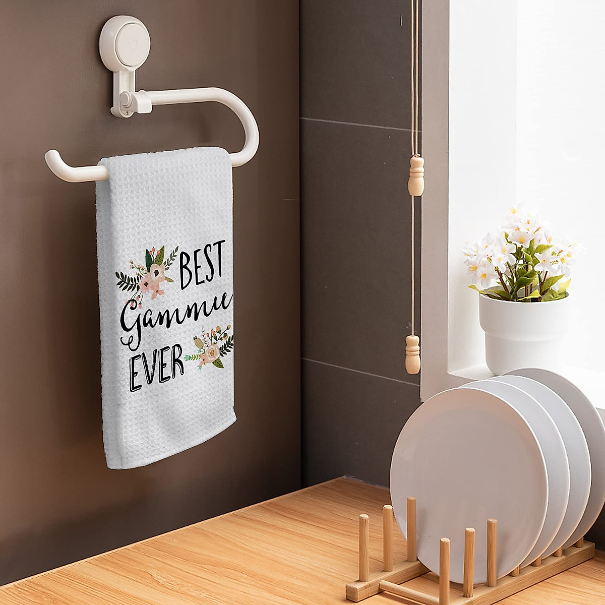 HIWX Best Gammie Ever Decorative Kitchen Towels and Dish Towels, Watercolor Boho Floral Gammie Grandma Mother's Day Hand Towels Tea Towel for Bathroom Kitchen Decor 16×24 Inches