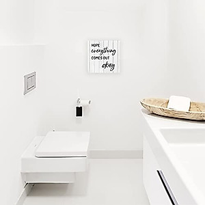 InsightOut Funny Bathroom Signs | Canvas Bathroom Wall Decor | 12x12" Toilet Sign Funny | Restroom Sign Decor | Bathroom Wall Signs | Great Gift for Bathroom (Everything Comes Out Okay)