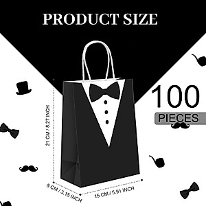 Yexiya 100 Pieces Groomsman Gift Bags for Wedding Tuxedo Gift Bags with Handle Paper Gift Bags for Wedding Groomsman Bridesmaid Party Favors Gift Wrapping Supplies