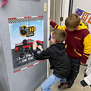 PARTYLOUD Cars Party Games, Pin The Wheel On The Car, Cars Monster Truck Party Birthday Party Fun Games Supplies Decorations Decor for Families Adult Groups