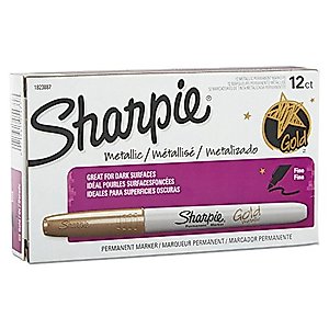 SHARPIE 1823887 Metallic Permanent Markers Gold Dozen