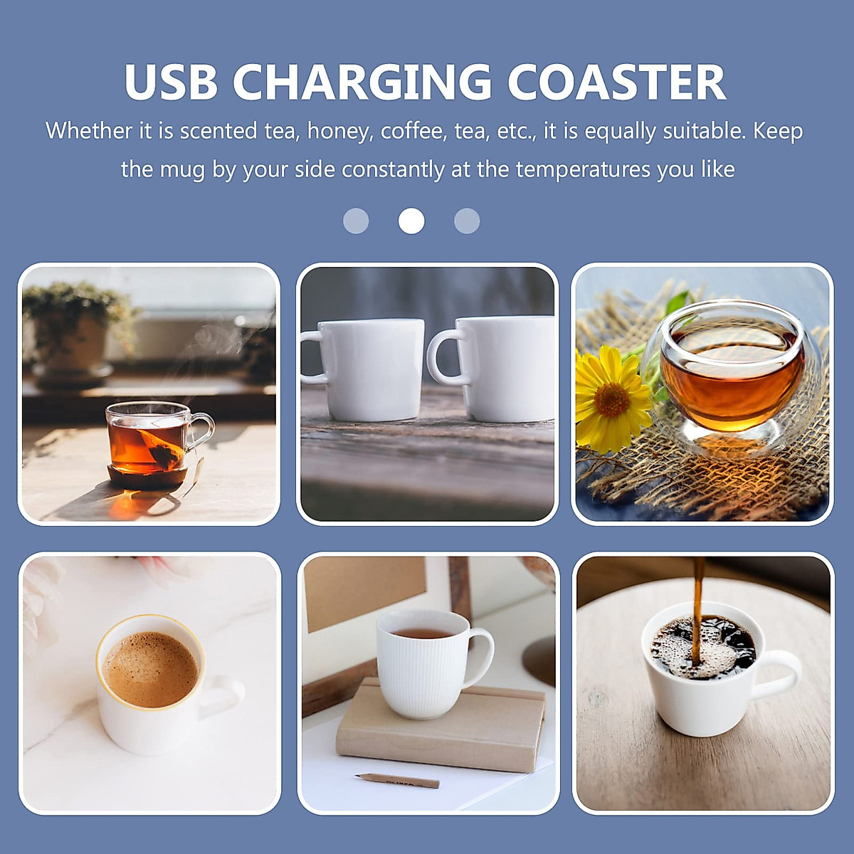 UPKOCH 1 Pc Coffee Tea Cup Warmer Heater for Desk, Coffee Tea Warmer for Cups and Mugs, with Auto Off Using USB Plug Option Black