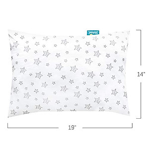 Organic Cotton Baby Toddler Pillowcase 2 Pack, Ultra Soft Baby Kids Pillowcase for Sleeping Fit Pillow Sized 13"x 18" or 14"x19", Gray Envelope Style Travel Pillowcase for Girls Boys