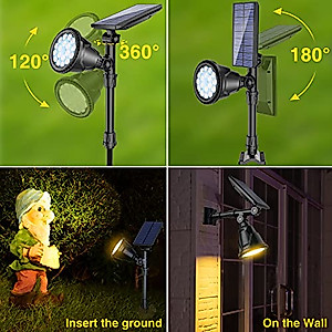 ROSHWEY Solar Spot Lights Outdoor Spotlight 18 LED Waterproof Landscape Spotlight for Garden Lawn Backyard Patio Porch Wall Deck Garage (WarmWhite- 2 Pack)