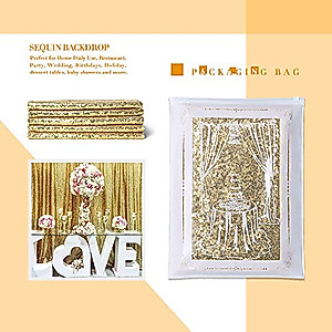 B-COOL Gold Sequin Backdrop Curtain Gold Curtains 2 Packs 2ftx8ft Gold Drapes for Backdrop Gold Backdrop Curtains for Parties Holiday Baby Shower Photography Stage