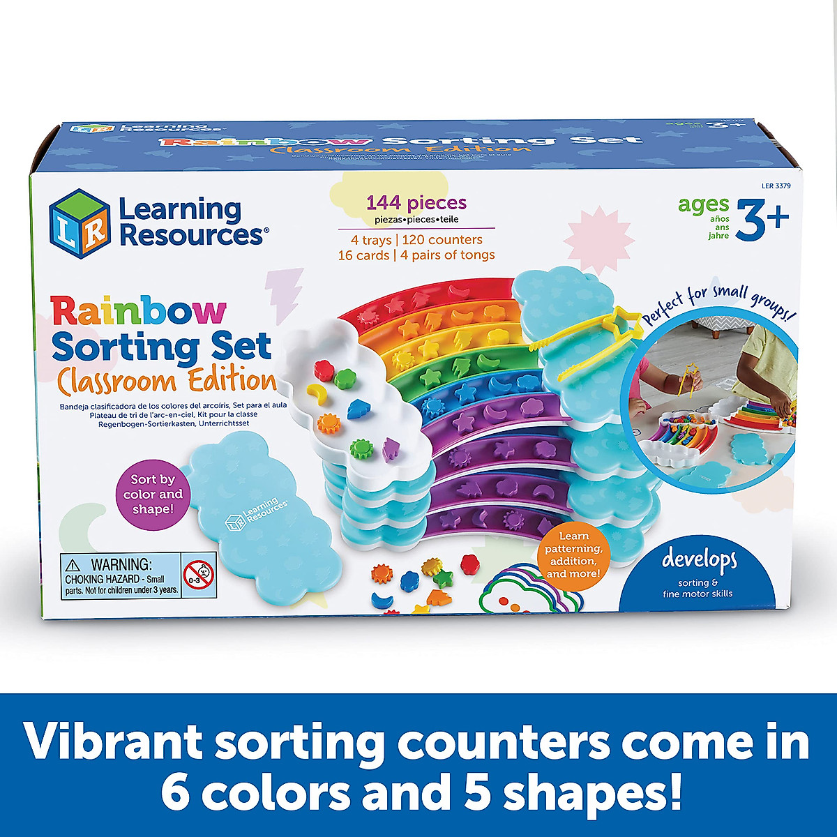 Learning Resources Rainbow Sorting Set Classroom Edition, 144 Pieces, Ages 3+, Fine Motor Skills, Teacher Supplies, School Supplies, Educational Toys