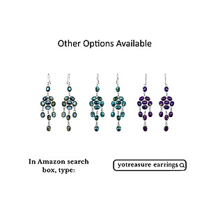 YoTreasure Blue Copper Turquoise 925 Sterling Silver Fishhook Chandelier Earrings Birthstone Fine Jewelry for Women