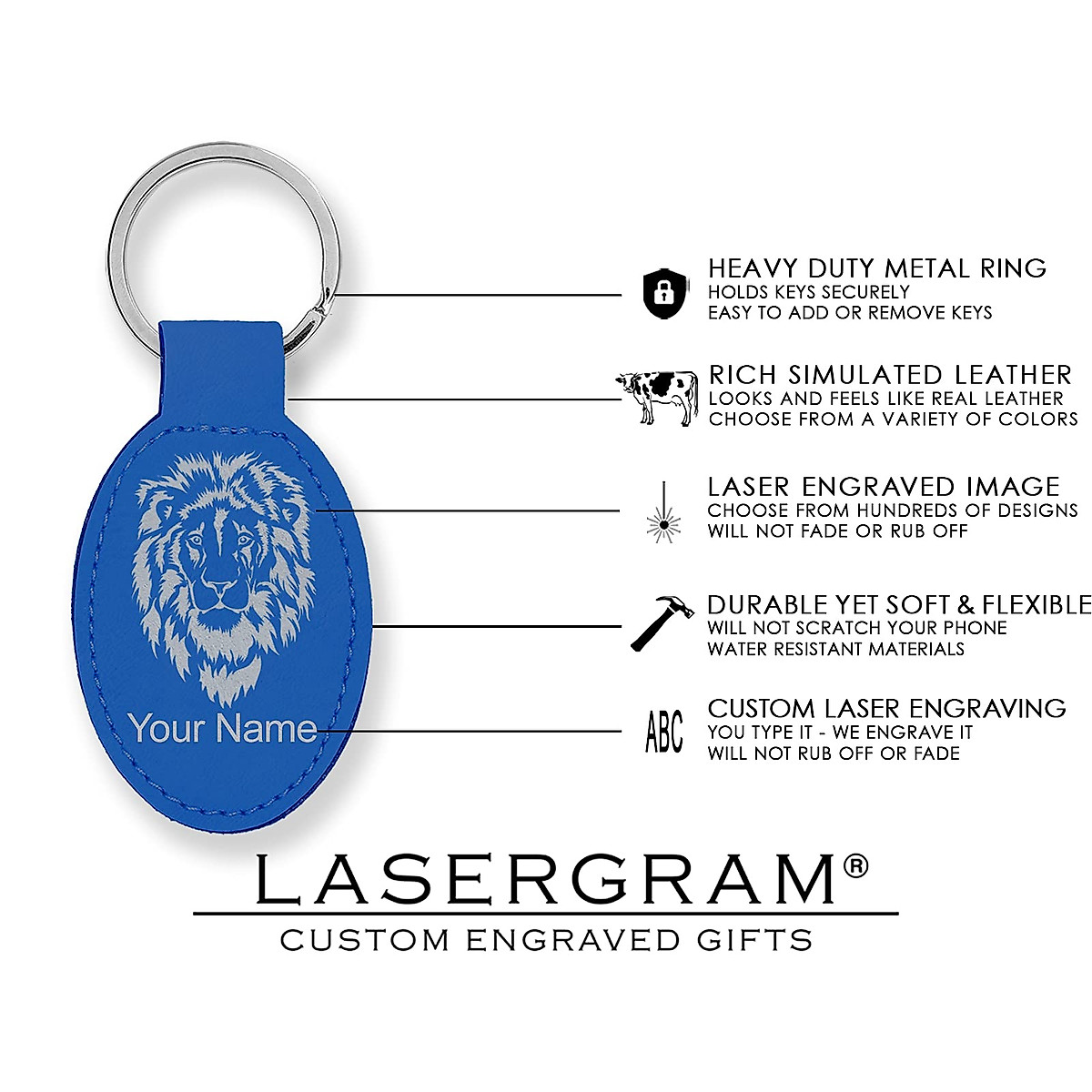 LaserGram Oval Keychain, Old Farm Tractor, Personalized Engraving Included (Dark Blue)