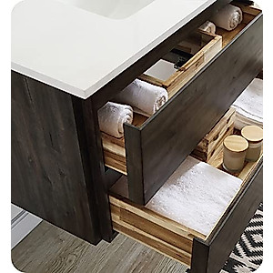 Fresca Formosa 30" Wall Hung Modern Bathroom Vanity - Quartz Countertop, Ceramic Sink & Mirror Included - Faucet Not Included