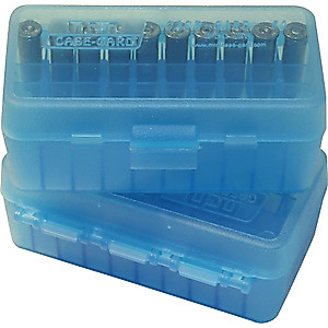 MTM 50 Round Flip-Top Ammo Box 38/357 Cal (Clear Blue)