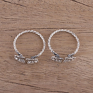 NOVICA Artisan Handmade Sterling Silver Toe Rings Twisted with Butterfly Accents from India Pair No Stone Animal Themed [ 1 mm W] ' Butterfly Meeting' Pair