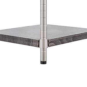 HomeZone Bookcase Storage Rack with 3-Tier Narrow Shelving Unit | Steel and Wood with Satin Nickel Finish