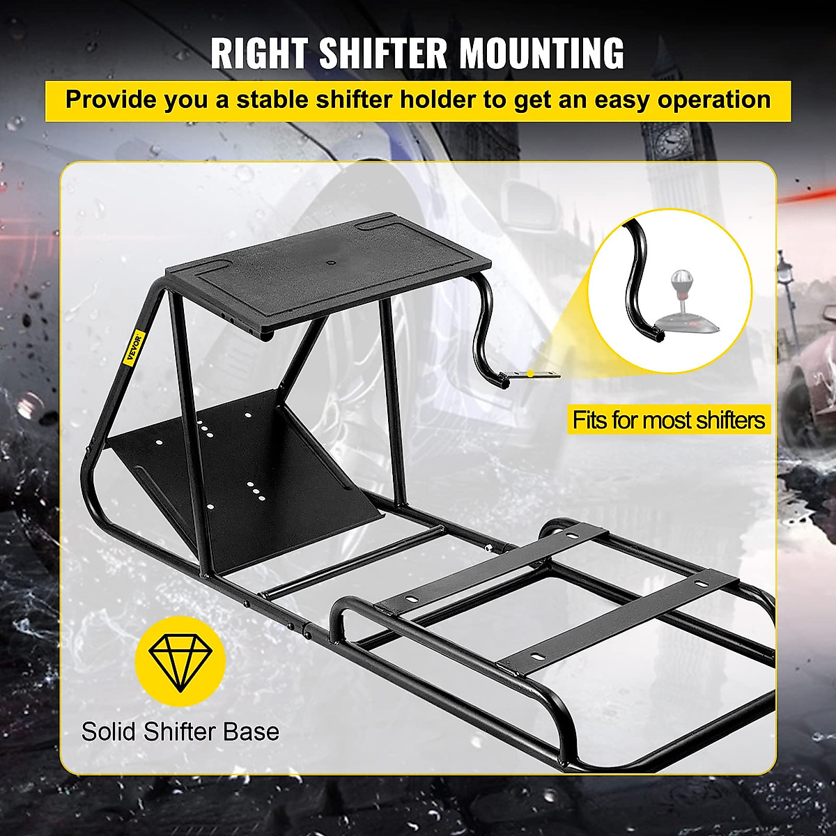 VEVOR Racing Wheel Stand, Pedal Adjustable Racing Simulator Cockpit, Carbon Steel Structure Gaming Wheel Stand, Game Chair Highly Compatible with Logitech Wheels, Thrustmaster Wheels, PS3/4, Xbox 360
