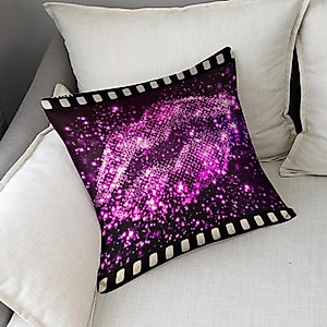 JOJOART Pink Glitter Lips Throw Pillow Covers 18×18 Pillowcases Set of 1 Sexy Mouth Kiss Linen Decorative Square Pillow Case Cushion Covers Standard Size for Sofa Couch Outdoor Bed Pillow Protectors