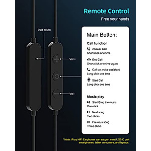 iFory USB C Earphones, HiFi Stereo Type C Earbuds Stereo in-Ear Earbud USB C Headphones with Mic and Volume Control Compatible with Google Pixel 3/2/XL, Sony XZ2, iPad Pro Black