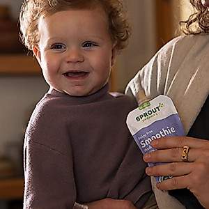 Sprout Organic Baby Food, Stage 4 Toddler Smoothie Pouches, Berry Grape with Coconut Milk, 4 Oz Purees (Pack of 12)