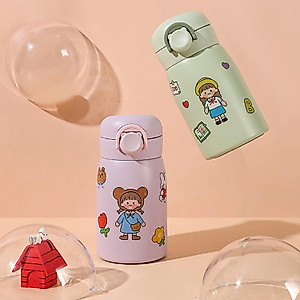 jocoiot 12 oz Mini Water Bottle Small Stainless Steel Thermos - Insulated Vacuum, Leak Proof, Keeps Drinks Hot/Cold - Ideal for Coffee, beverage, Water - White