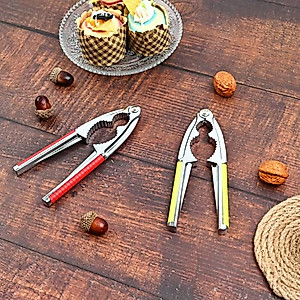 LOCEAST 2 Pieces Nut Crackers Heavy Duty Walnut Cracker with Non-Slip Handle Walnut Cracker for All Nuts with 6PCS Forks Nutcracker Pecan Walnut Plier Clip Tool