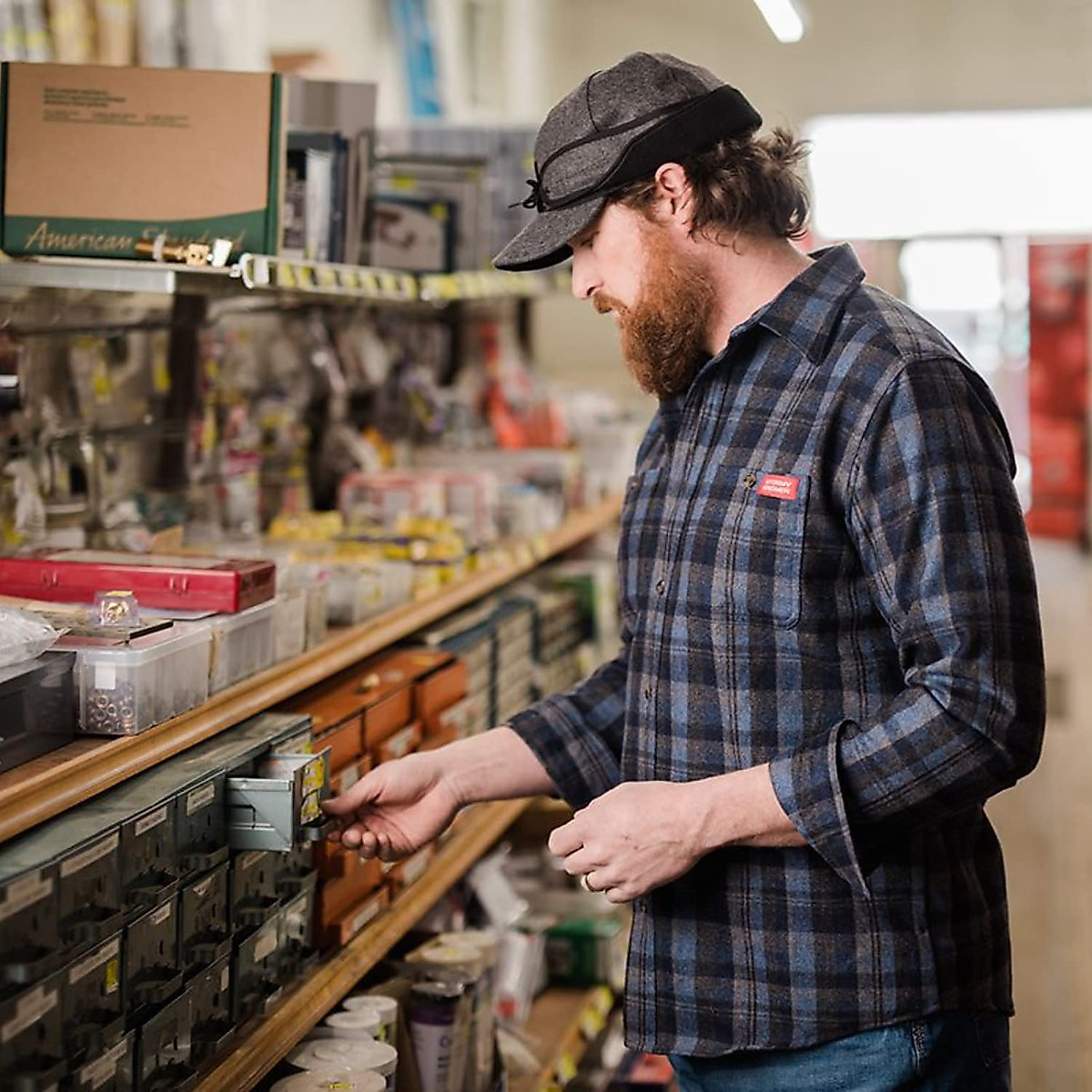 Stormy Kromer Rancher Cap - Winter Thinsulate Wool Hat with Fleece Earflap, Cold Weather Gear, Warm Blaze Orange