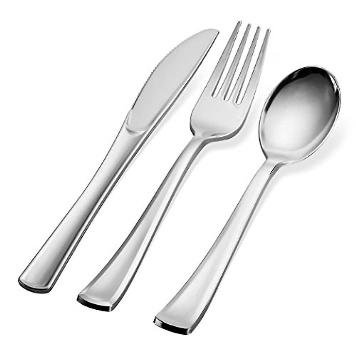 400 Plastic Silver Cutlery Set - Disposable Silverware Set - Flatware Set - 200 Forks - 100 Spoons - 100 Knives - Heavy Duty - Party Bulk