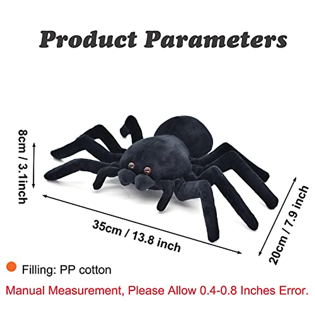 HWD Soft Spider Doll, Cute Stuffed Animals Dolls Plush Pranks Stuff Toys, Gifts for Kids, Toddler, Birthday, Halloween, Christmas (Small:7.8in x 11.8in)