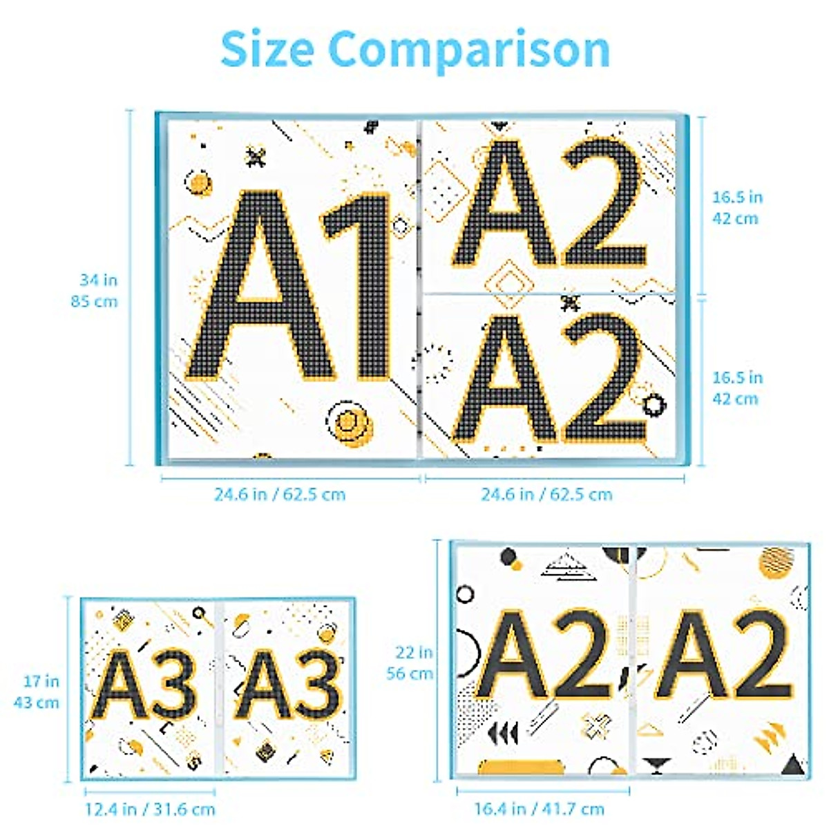 ARTDOT A3 Storage Book for Diamond Painting Kits, Diamond Art Portfolio Folder for Diamond Painting Accessories with 30 Pocket Slevees Protectors (16.9x12.4inches)