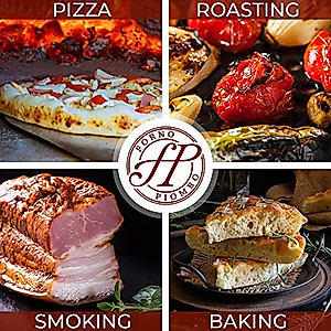 Forno Piombo Santino 70 Outdoor Pizza Oven– With Stand & Shelf | 28 inch Wood Fired Oven For Backyard | Insulated, Refractory Dome Home Pizza Ovens | Versatile Pizza Cooker, Grill, Smoker, & Baking