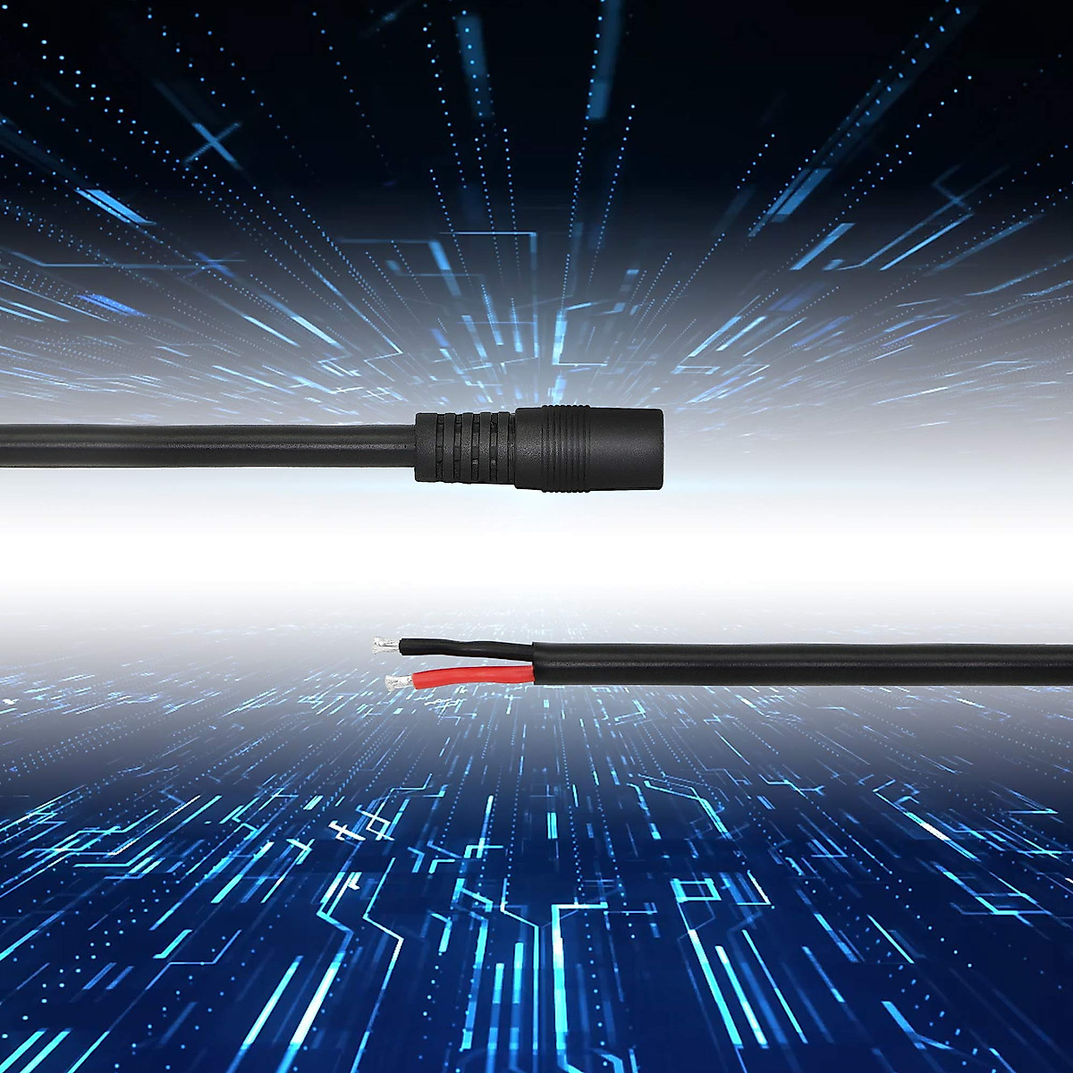 DC Power Pigtails Cable,3FT DC 5.5MM x 2.1MM Female Plug to Bare Wire Open End Power Wire Supply Repair Cable,16 AWG Barrel Connector Pigtail for CCTV Security Camera,DVR，LED Strip Light Etc-2 Pcs(F)