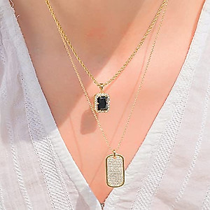 Dog Tag Necklace for Women Gold Medallion Necklace Gold Pendant Necklace Gold Layered Necklace for Women Layering Necklace Dainty Necklace Diamond Necklace