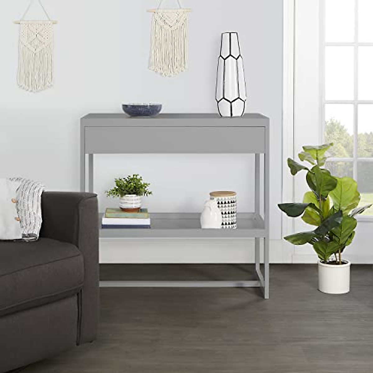 Dream On Me Arlo Changing Table in Pebble Grey, Made of Solid New Zealand Pinewood, Non-Toxic Finish, Comes with Water Resistant Mattress Pad & Safety Strap