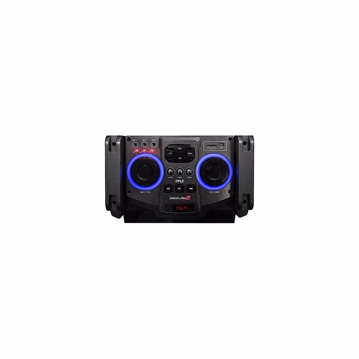 Pyle Bluetooth PA Loudspeaker Karaoke System - Active Powered Speaker, Flashing DJ Party Lights, Microphone Recording, MP3/USB/SD, FM Radio, Wireless Mic - Pyle PSUFM1235BT