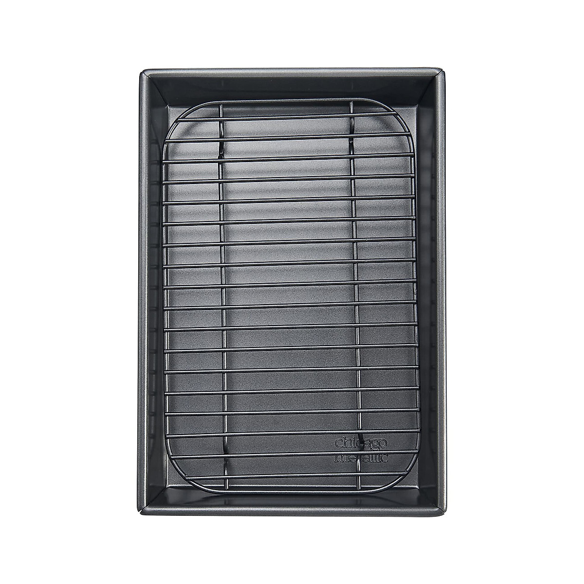 Chicago Metallic 26639 Petite Roast Pan with Rack, Grey, 10-Inch-by-7-Inch