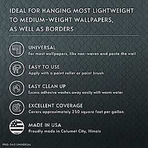 ROMAN’s PRO-543 Universal Border and Wallpaper Adhesive for Home Improvement, White, 1 Gallon (250 Sq. Ft.)