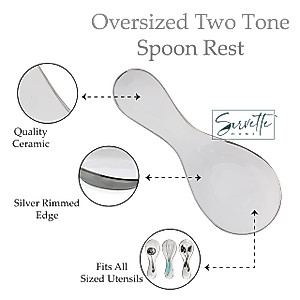 Oversized Spoon Rest with Silver Edges