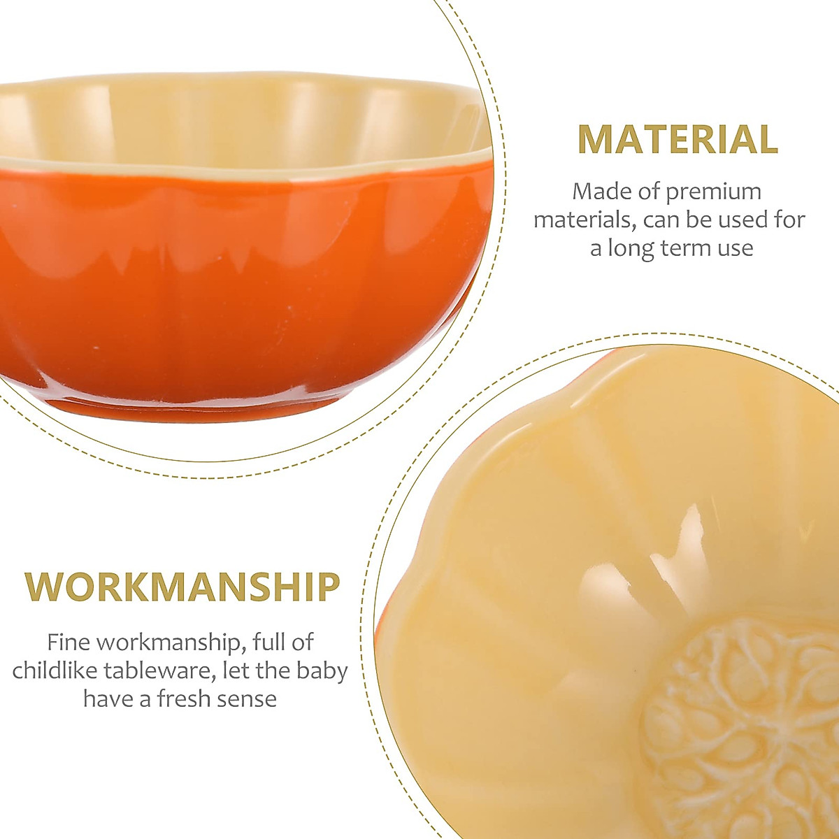 BESPORTBLE Pumpkin Shaped Bowl Ceramic Salad Bowl Decorative Porcelain Serving Bowl for Soup Pasta Dessert Snack Fruits Kids Food