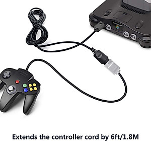miadore 2-Pack Wired Classic 64 Controller Bundle with 2 Extension Cords [1.8m/6ft ] Compatible with N64 Video Game Console (Black and Yellow)