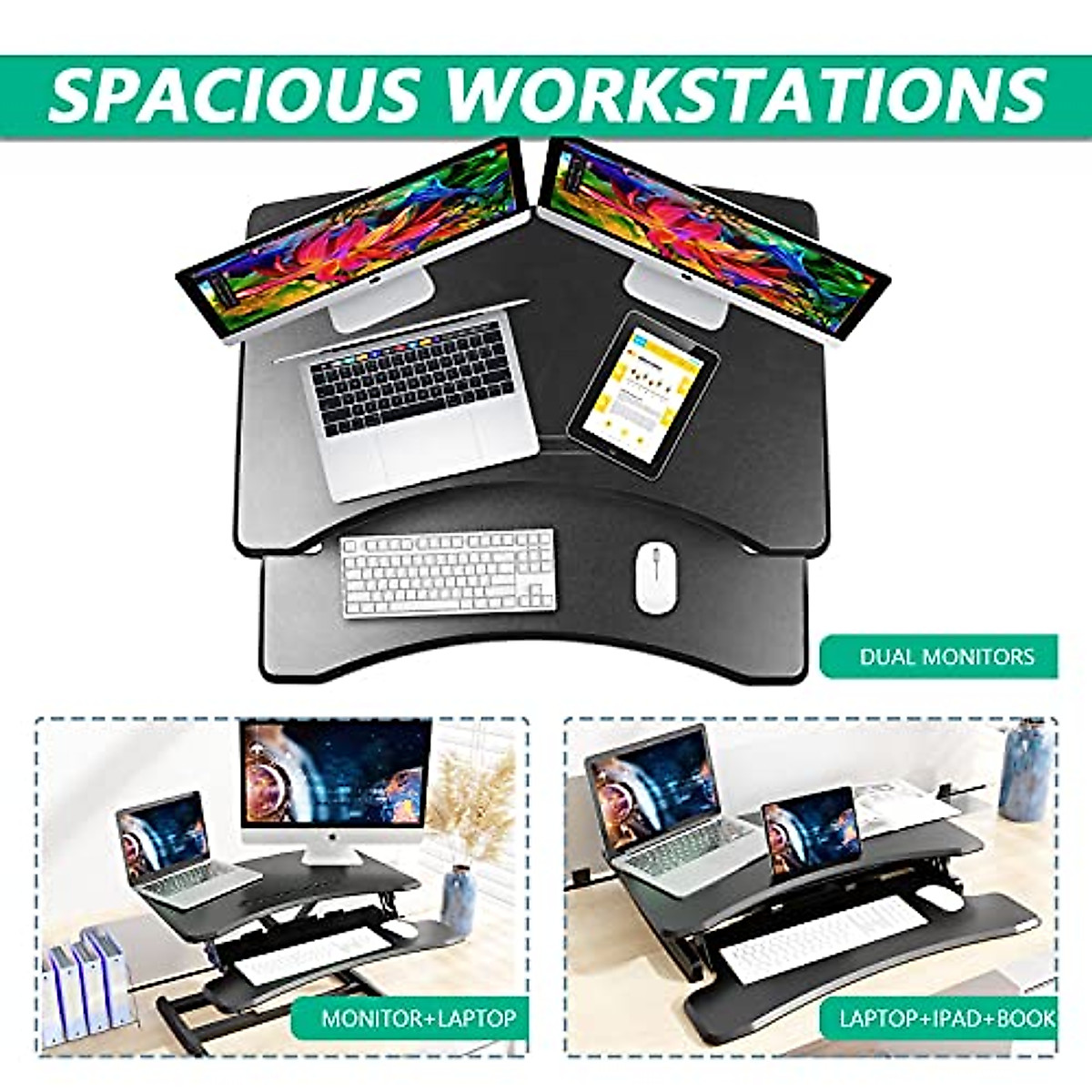 Standing Desk Converter, Stand up Desk Riser, Sit Stand Desk Adjustable Height Lift Desks Computer Workstation for Home Office 30 Inch