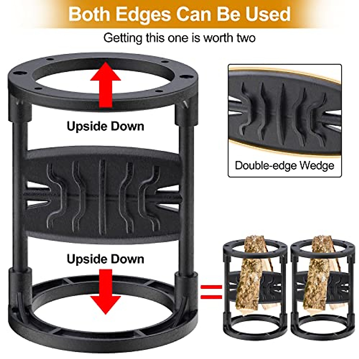 PooLuck 2023 Newest Firewood Kindling Splitter, Kindling Log Wood Splitter Cracker, Cast Iron Manual Log Splitter Wedge with Double-Edge Wood Splitting Wedge, Heavy Duty Firewood Splitter Wood Cracker